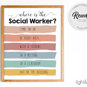 Where is the Social Worker Door Sign, Therapy Office Decor, School ...