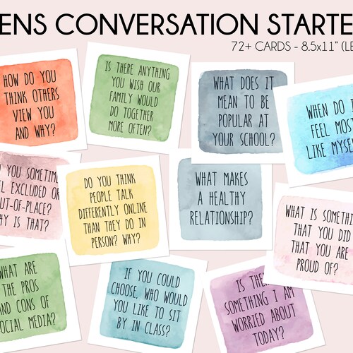 Therapy Questions Cards for Teens Conversation Starters - Etsy