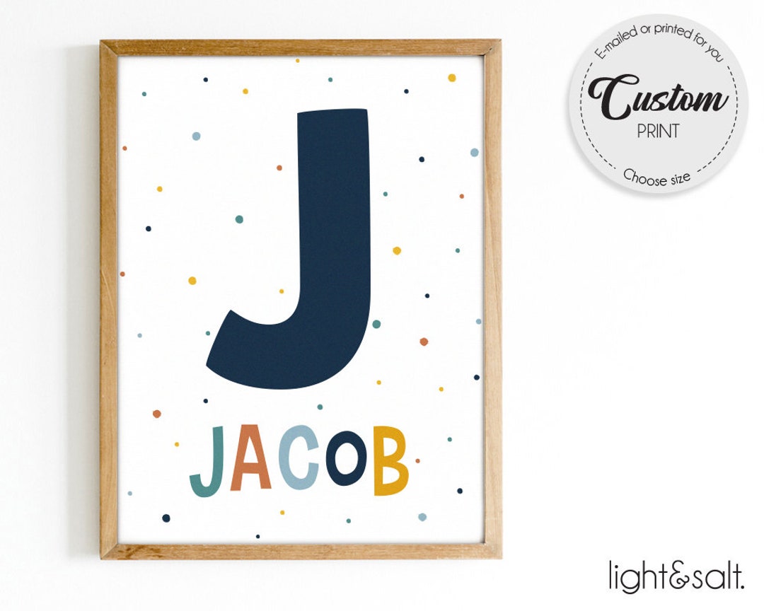 Custom Initial Print, Personalized Initial Name Print, Custom Baby Name ...