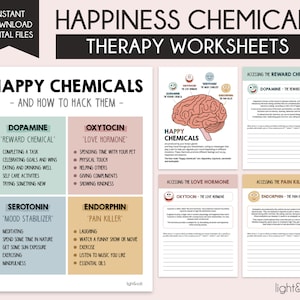 Happiness Chemicals Therapy Worksheets, Anxiety Relief, Social ...