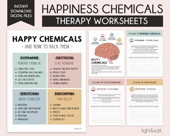 Happiness Chemicals Therapy Worksheets Acceptance and - Etsy