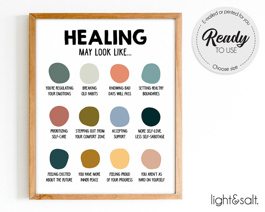 Healing is Not Linear Poster, Healing Looks Like, Therapy Office Decor ...