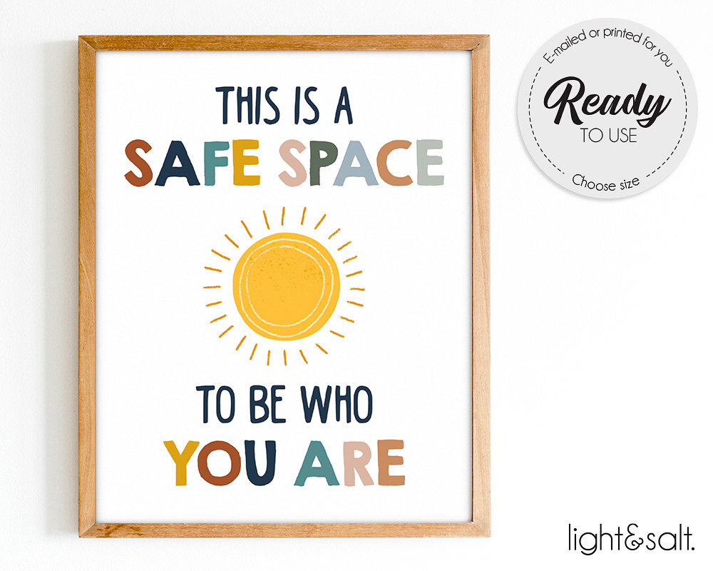 This is a Safe Space Poster, Safe Place Sign, Mental Health Poster ...