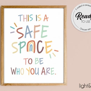 This is a Safe Space to Be Who You Are, Mental Health Poster, Therapy ...