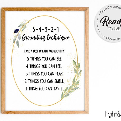 54321 Grounding Technique Poster Zones of Regulation Coping - Etsy