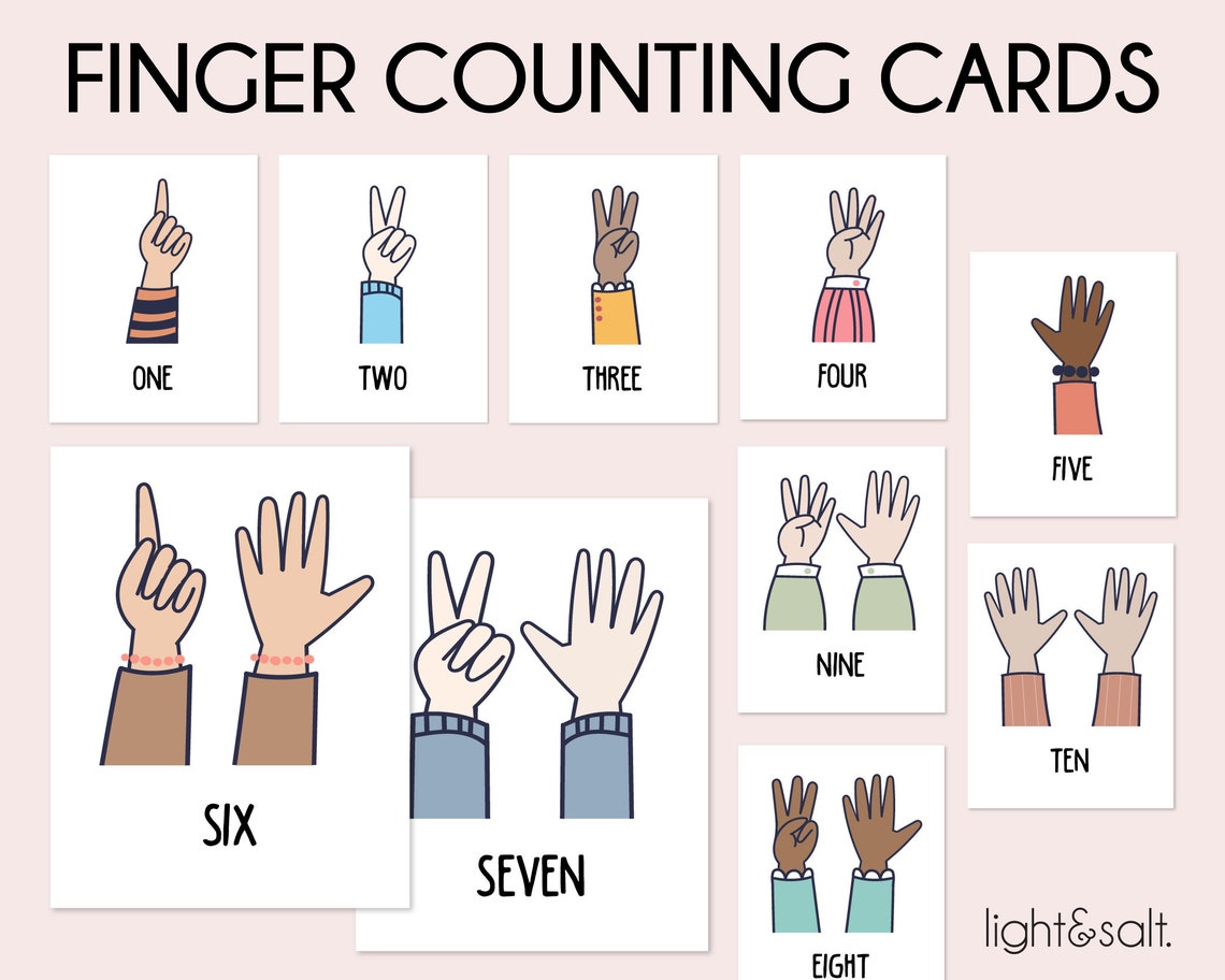 Printable Finger Counting Flash Cards, 1 to 10, Counting Cards, Count ...