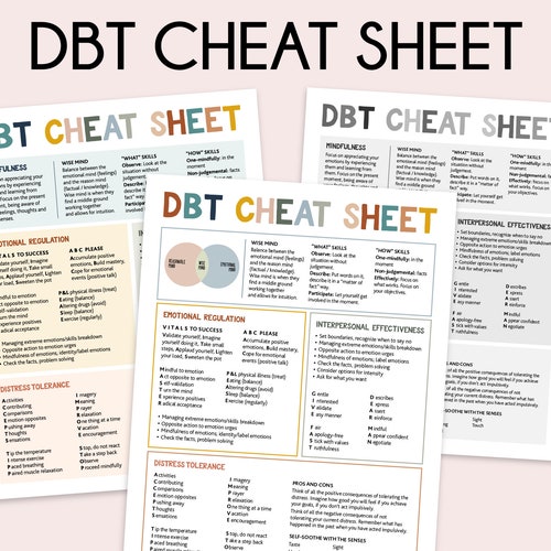 DBT Cheat Sheet Printable Therapy Worksheet DBT Therapy DBT - Etsy