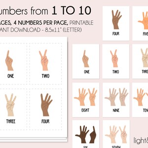 Printable Finger Counting Flash Cards, 1 to 10, Counting Cards, Count ...