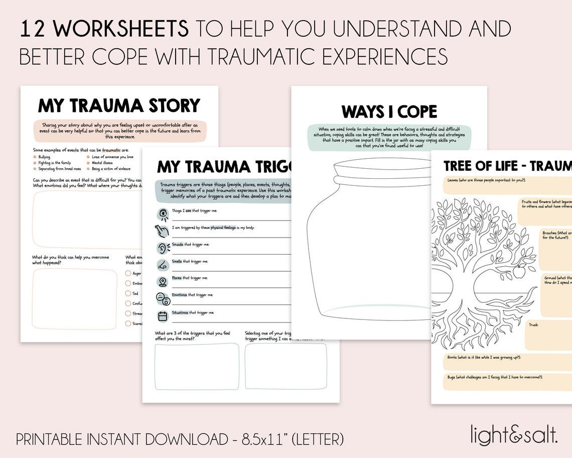 Trauma Therapy Worksheets PTSD Recovery Workbook Therapy - Etsy UK