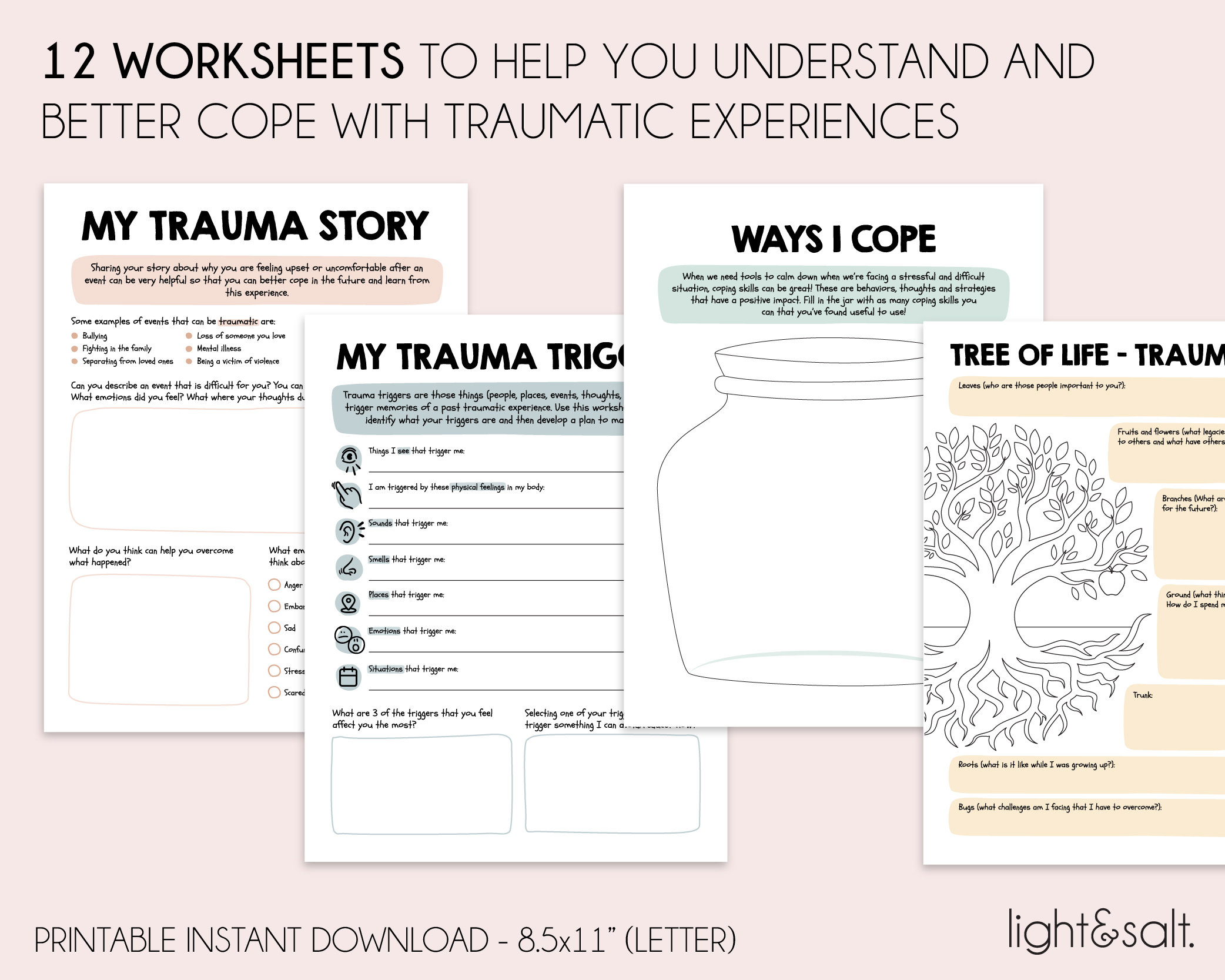 Trauma Therapy Worksheets PTSD Recovery Workbook Therapy - Etsy UK