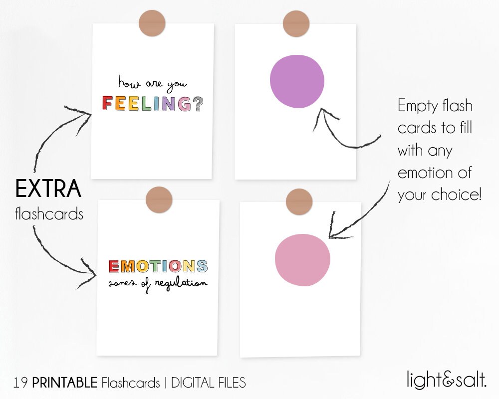 Emotions Flashcards Feelings Calm Corner Zones of Regulation - Etsy