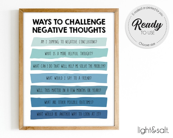 Challenging Negative Thoughts Poster Cognitive Behavioral - Etsy