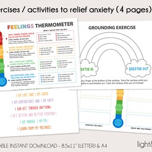 Feelings Thermometer With Coping Skills Worksheets, Zones of Regulation ...