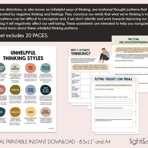 Cognitive Distortions Worksheets, Unhelpful Thinking Styles, Therapy ...
