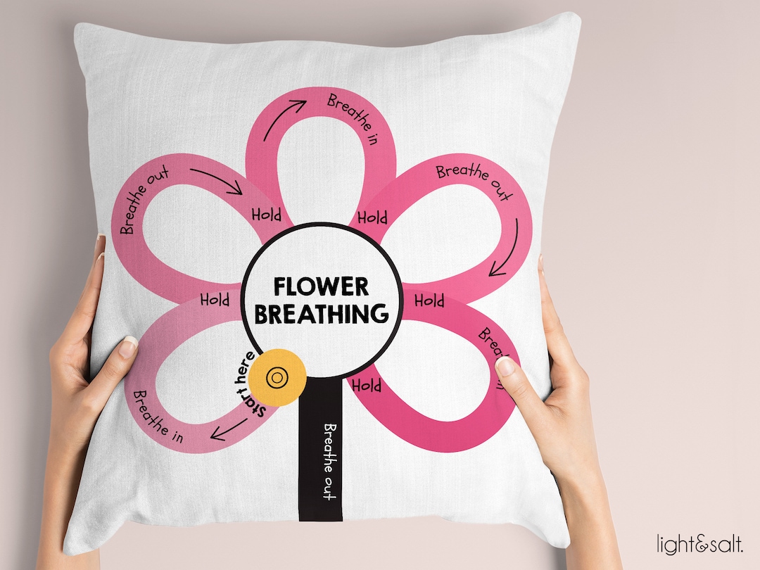 Mindful Breathing Pillow, Flower, Breathing Exercises Throw Pillow Case ...