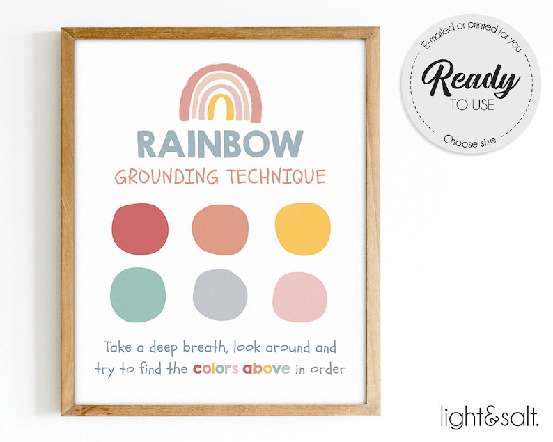 Rainbow Grounding Technique, Calm Down Corner, Mental Health Poster ...