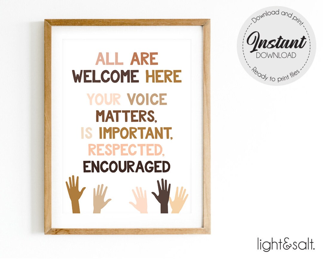 All Are Welcome Here, Stronger Together, Equality Poster, Kindness ...