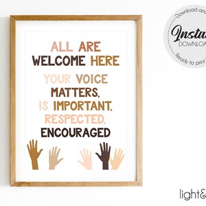 All Are Welcome Here, Stronger Together, Equality Poster, Kindness ...