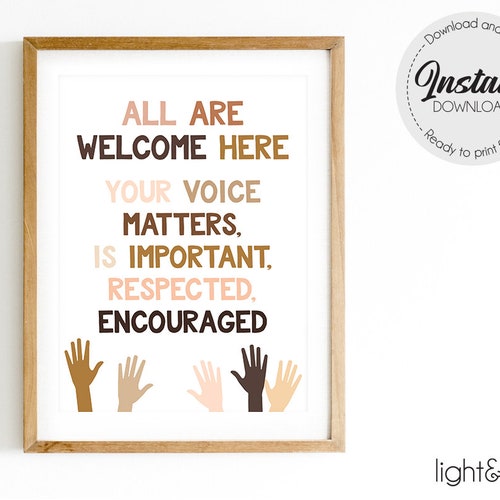 Spanish Classroom Decor All Are Welcome Here Diversity - Etsy