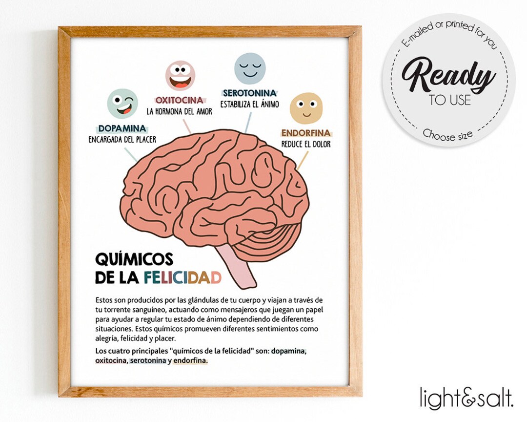 Happiness Chemicals, Spanish Poster, Therapy Office Decor, Happy ...
