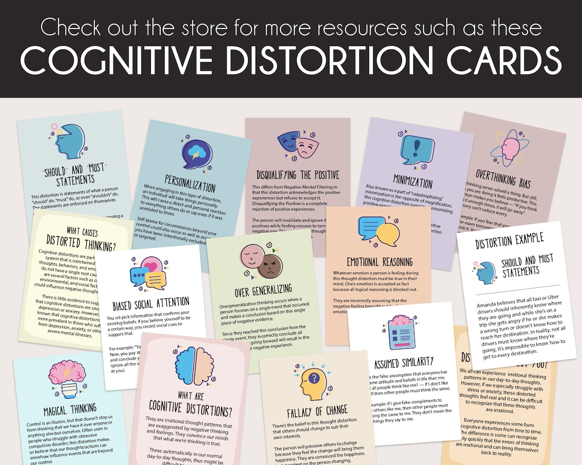 Cognitive Distortions Poster Mental Health Poster Therapy - Etsy