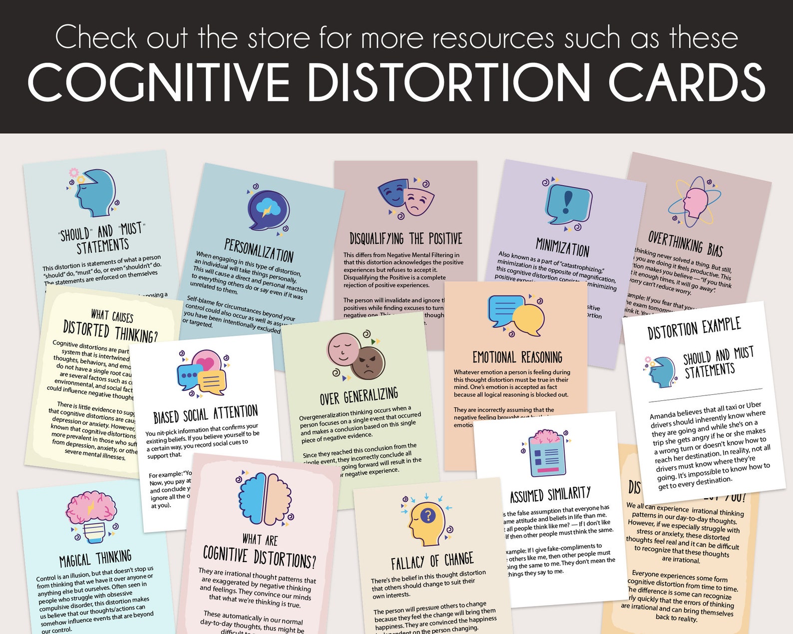 Cognitive Distortions Poster Mental Health Poster Therapy - Etsy