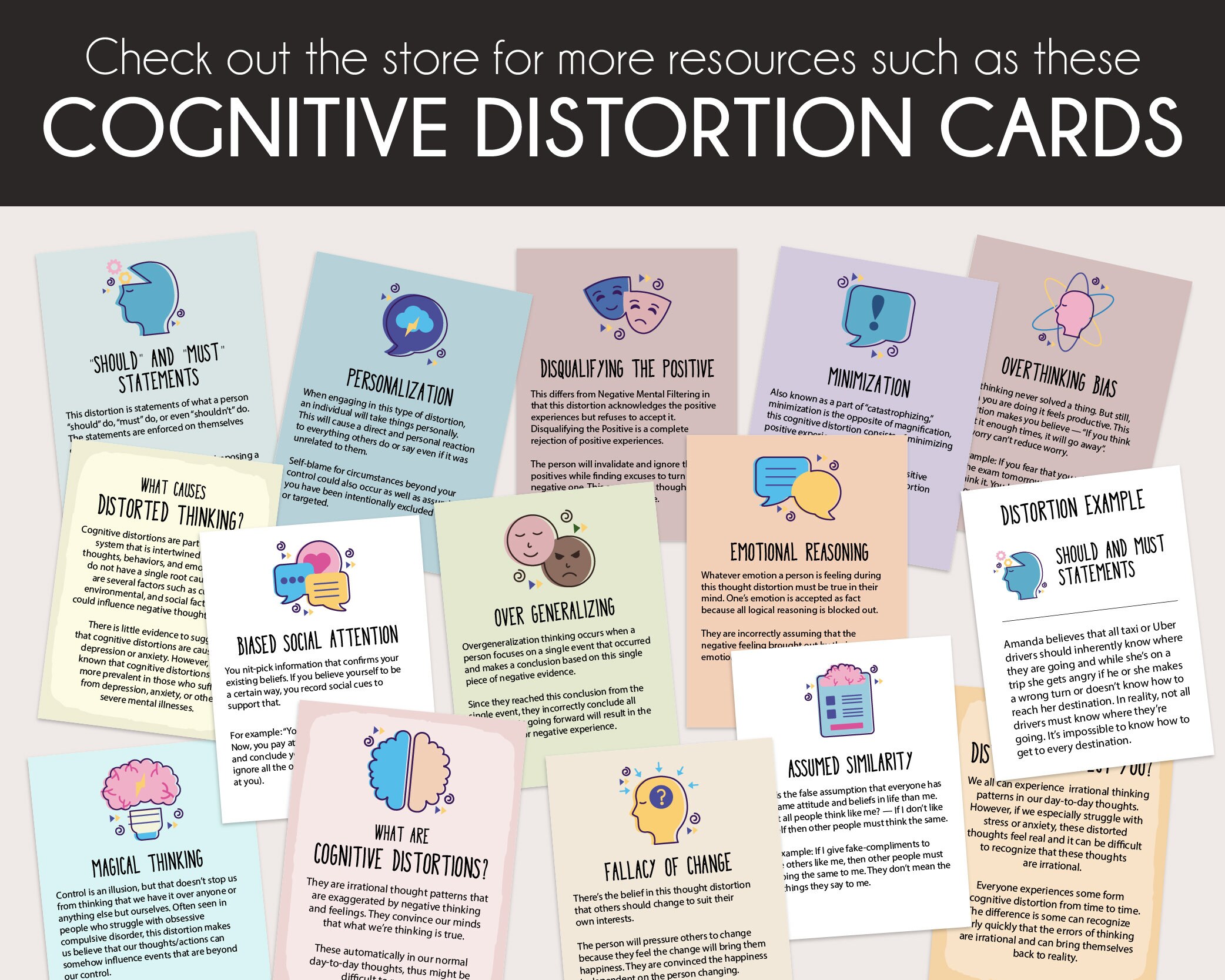 Cognitive Distortions Poster Mental Health Poster Therapy - Etsy