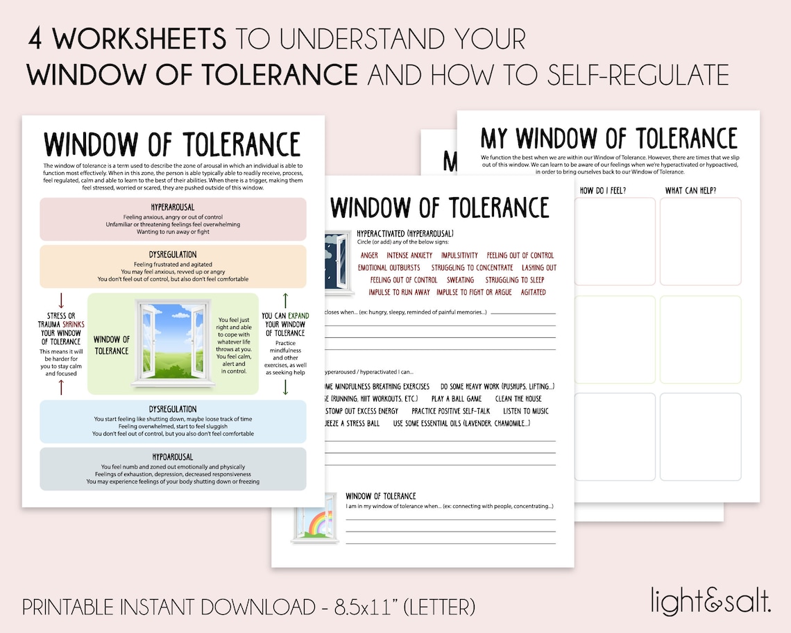 Window of Tolerance Worksheet Trauma Therapy Social - Etsy