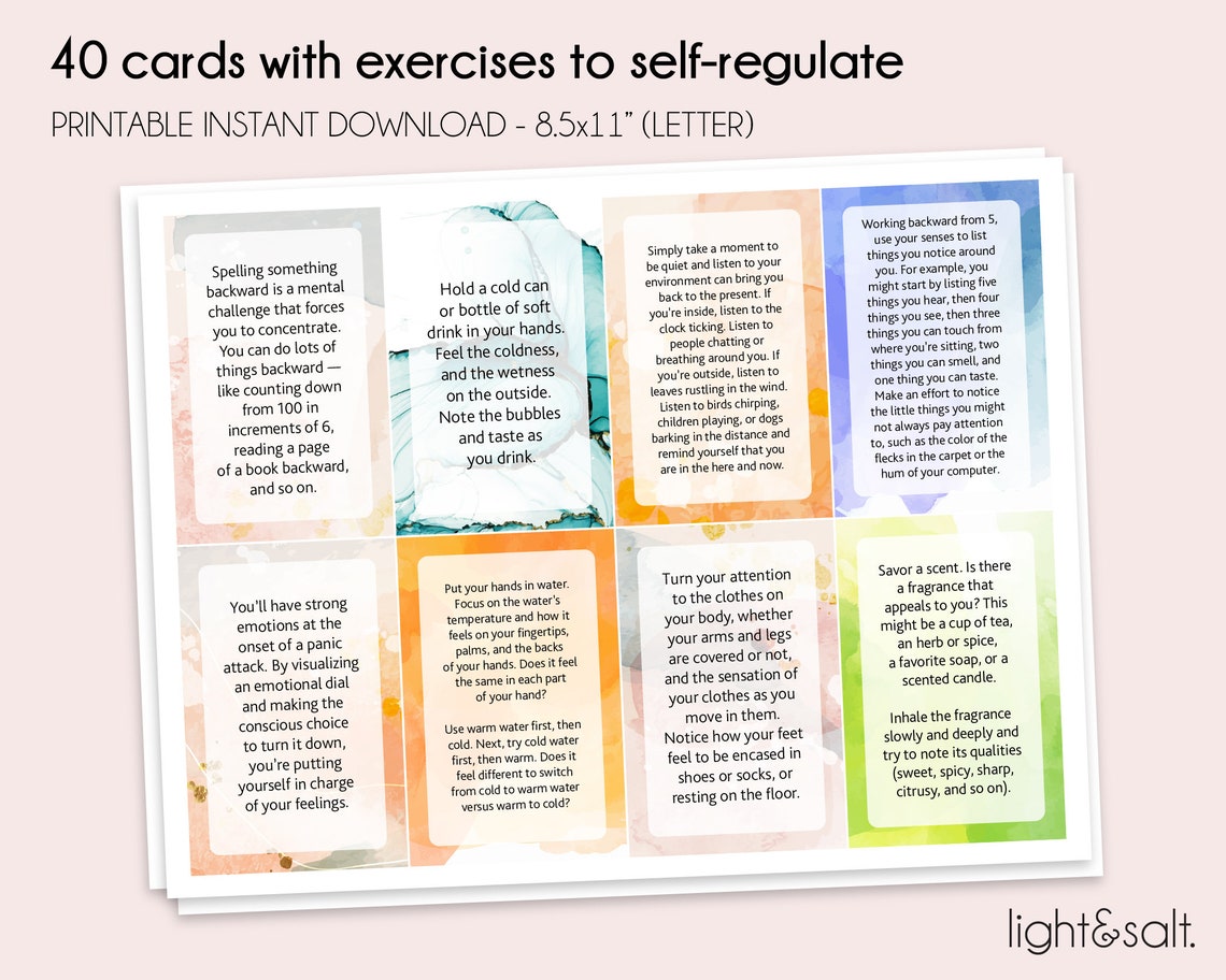 Grounding Flash Cards Mindfulness Breathing Exercises Coping - Etsy