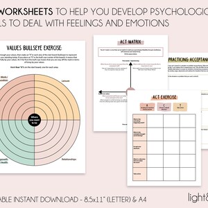 ACT Therapy Worksheets, Acceptance and Commitment Therapy, Values ...