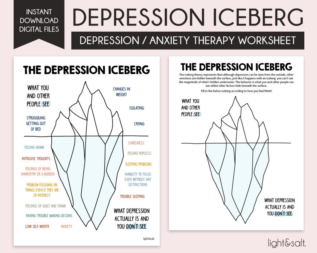 Depression Iceberg Worksheet, Anxiety Therapy Tool (PDF) - Etsy