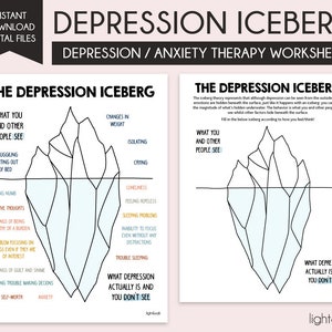 Depression Icerberg, Anxiety Worksheets, Depression, Therapy Worksheets ...