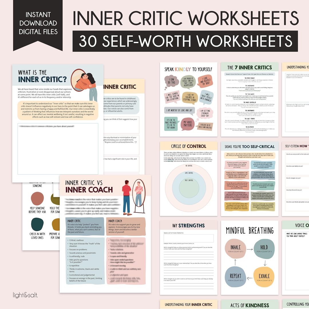 Inner Critic Workbook, Self Esteem Worksheets, Self Help, Circle of ...