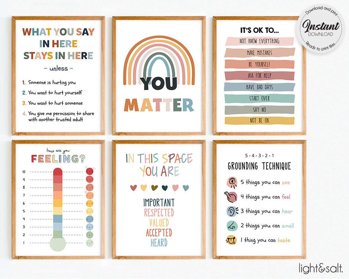 Mental Health Posters Bundle Set of 6 Therapy Office Decor - Etsy
