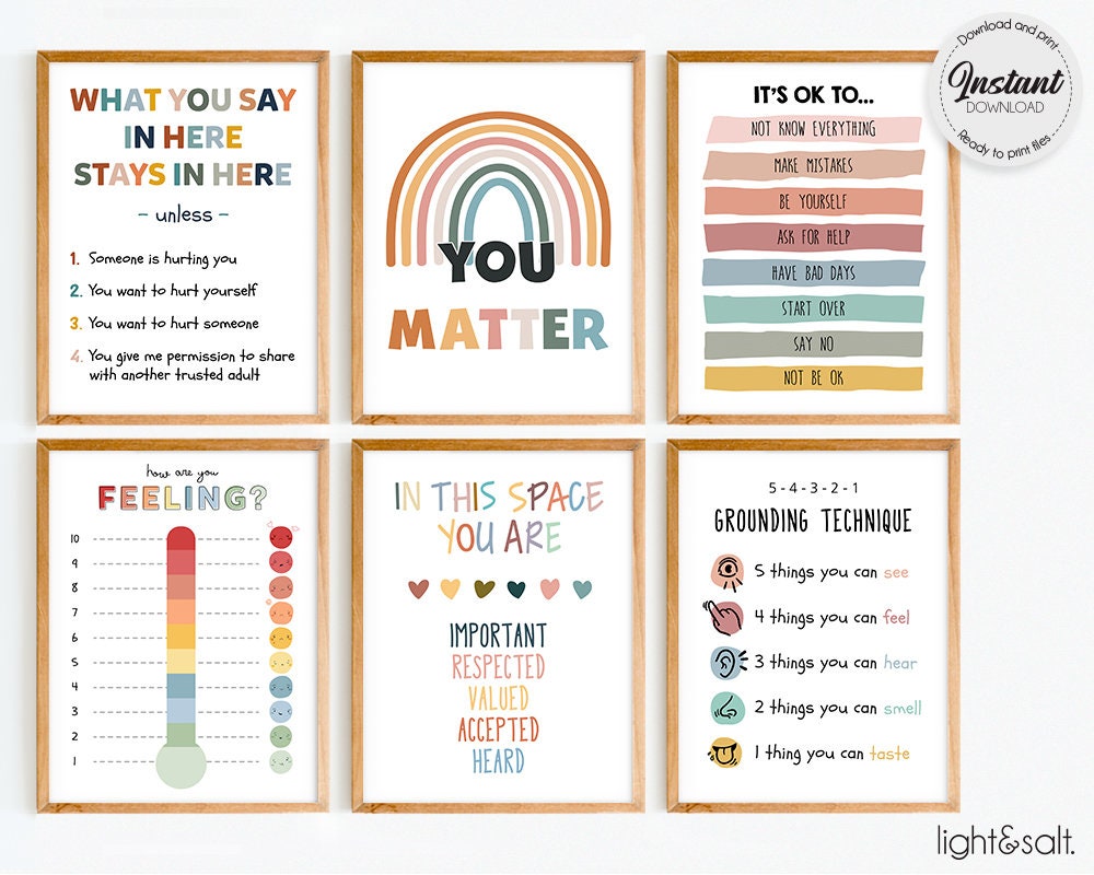Mental Health Posters Bundle Set of 6 Therapy Office Decor - Etsy