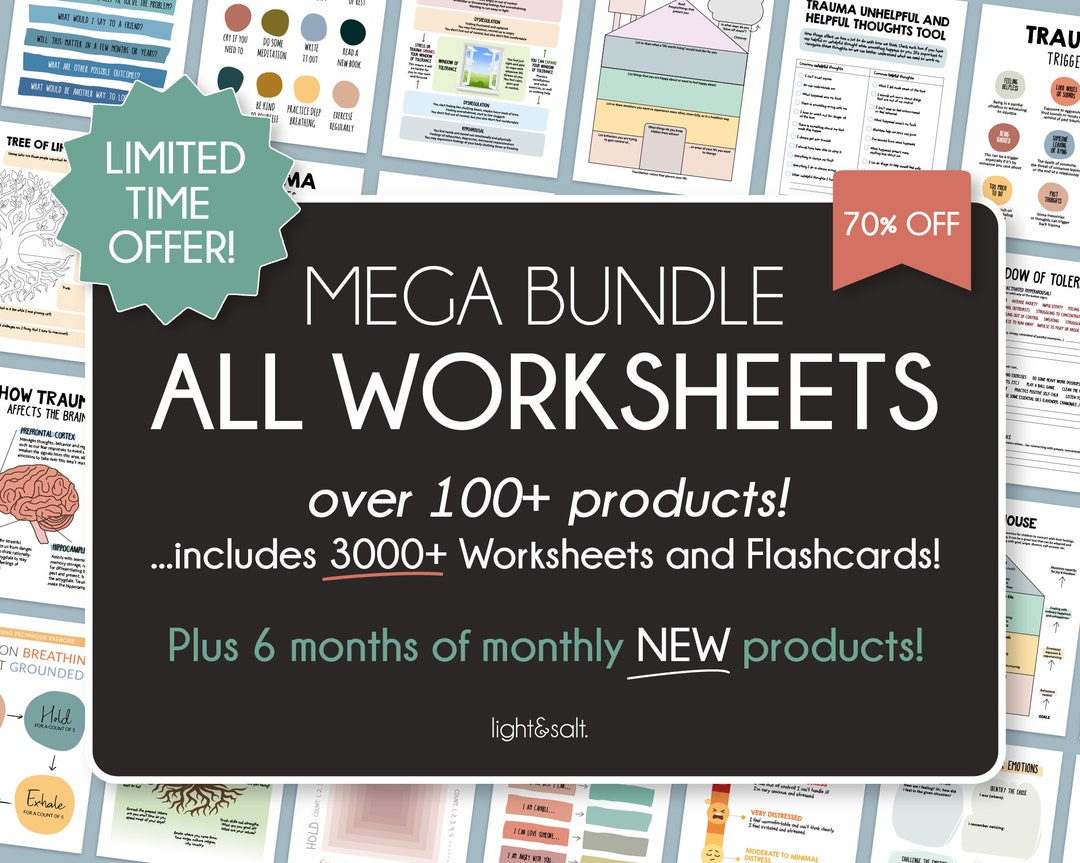 Whole Shop Therapy Worksheets Bundle, 70% Off, Anxiety, Depression ...