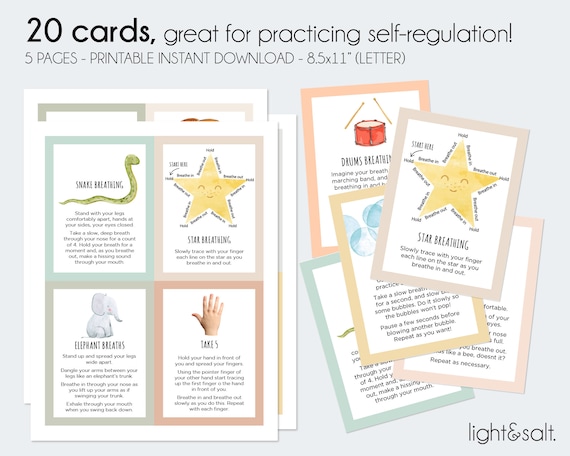 Calming Toys For Kids Mindfulness Breathing Cards For Kids - Calm Down ...