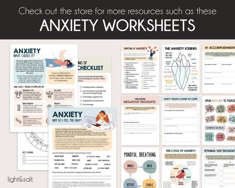 Cycle of Anxiety Poster, Anxiety Poster, Therapy Office Decor ...