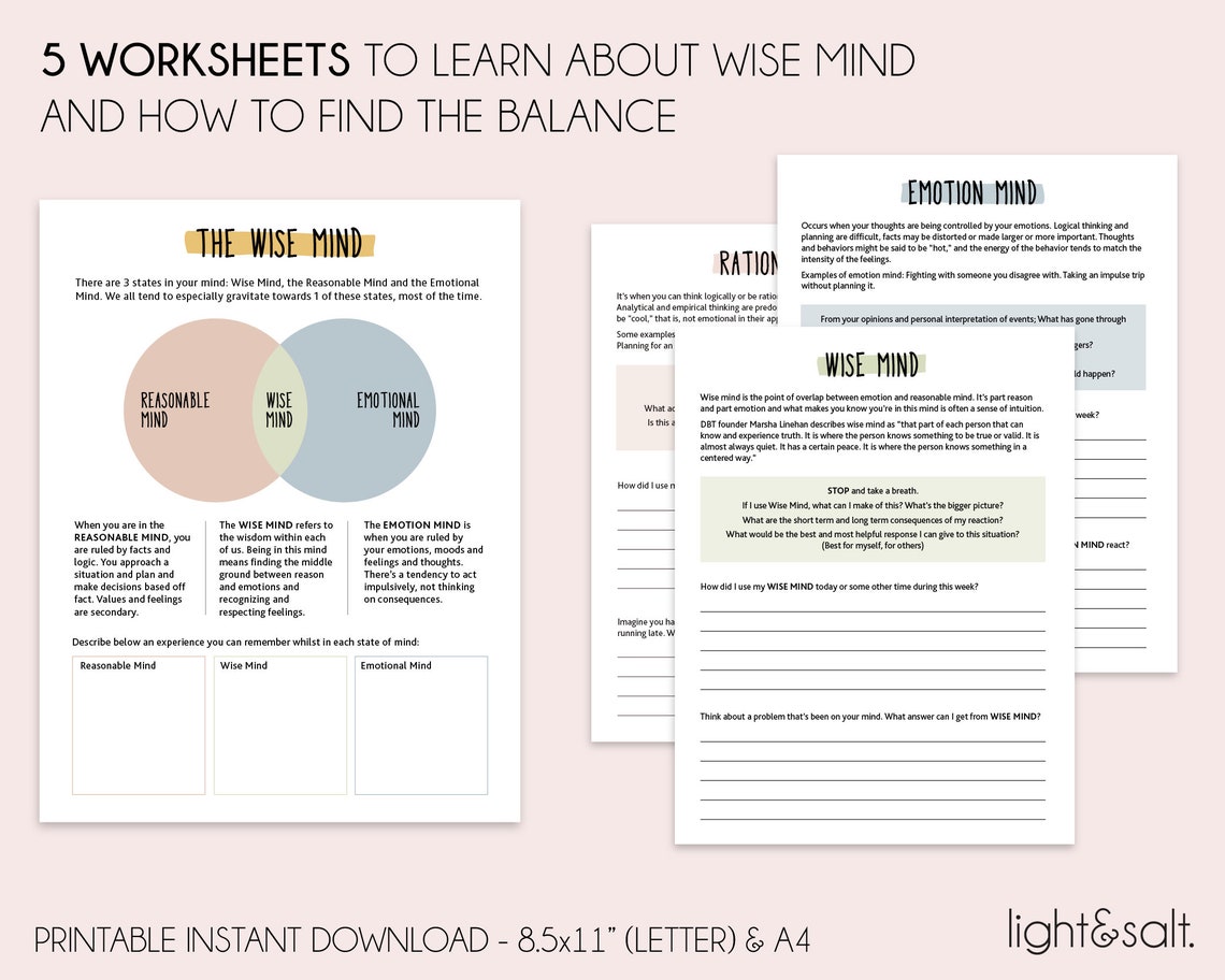 DBT Wise Mind Worksheets DBT Skills DBT Therapy Tools - Etsy