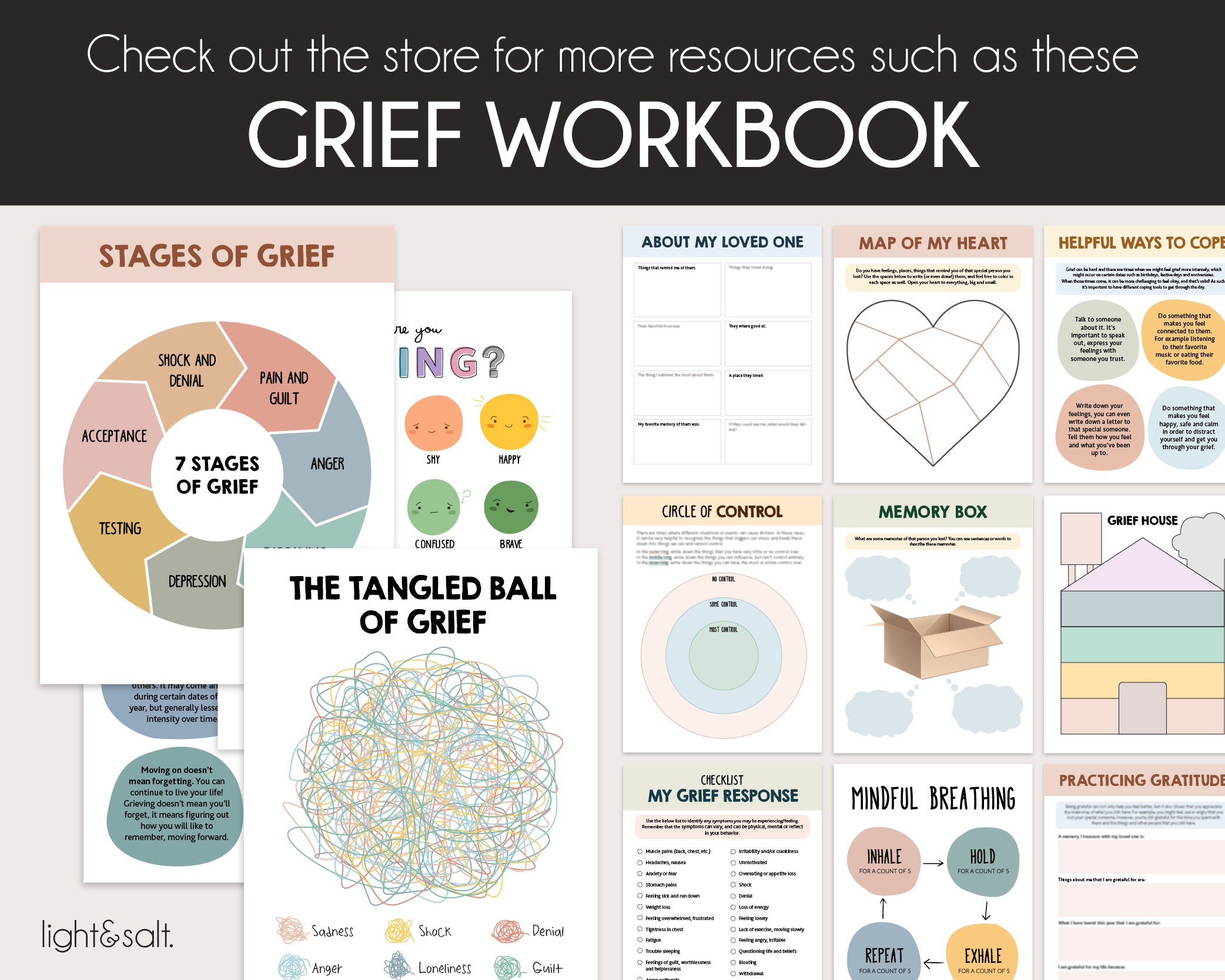 7 Stages of Grief Poster, Therapy Office Decor, Seven Stages of Grief ...