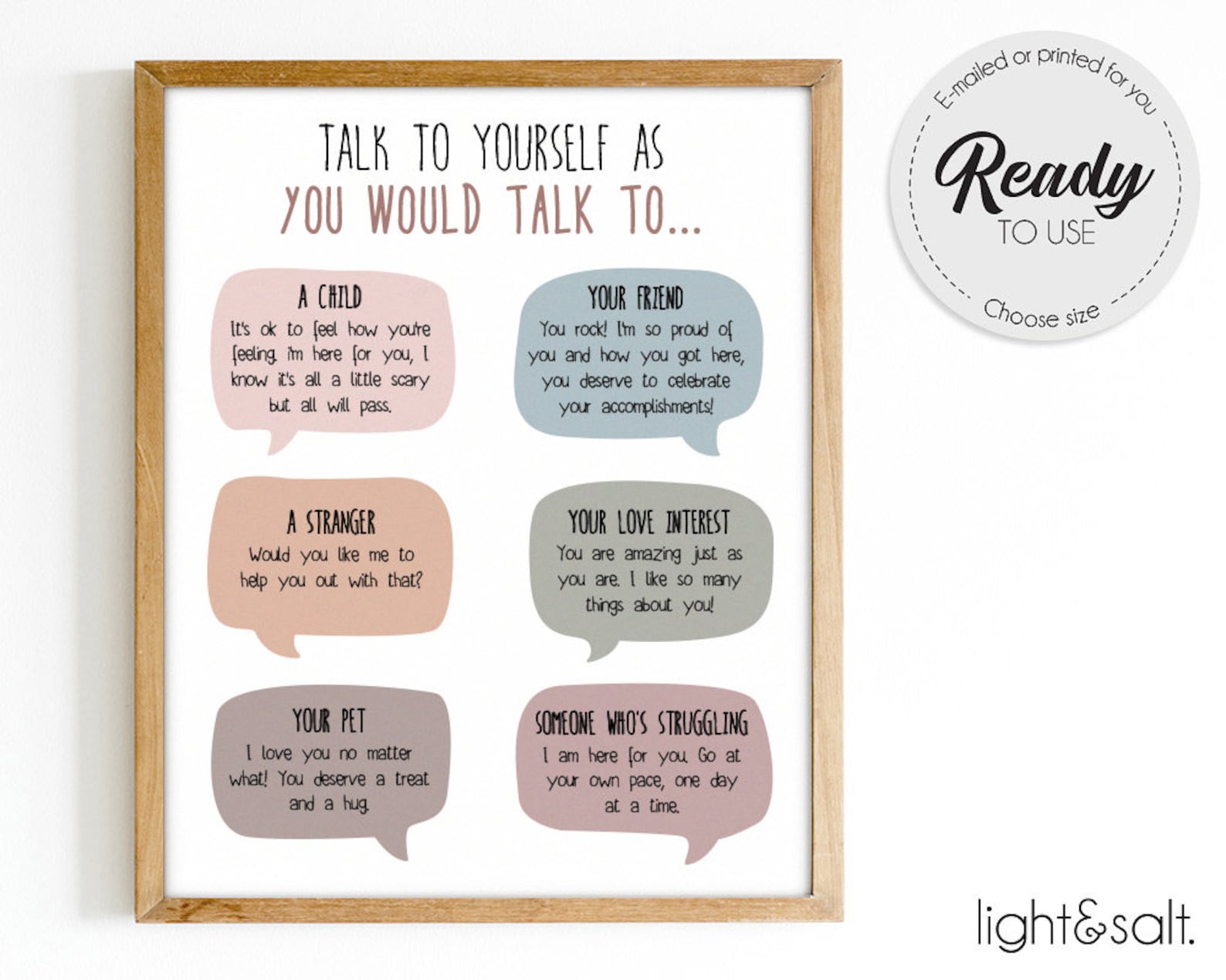 Be Kind to Yourself, Daily Affirmations Poster, Mental Health Print, It ...
