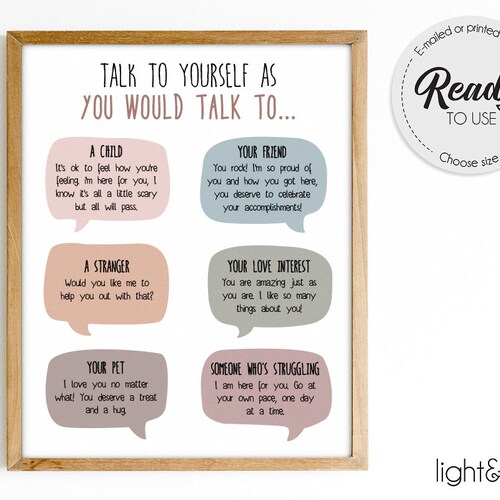 Be Kind to Yourself Daily Affirmations Poster Mental Health - Etsy
