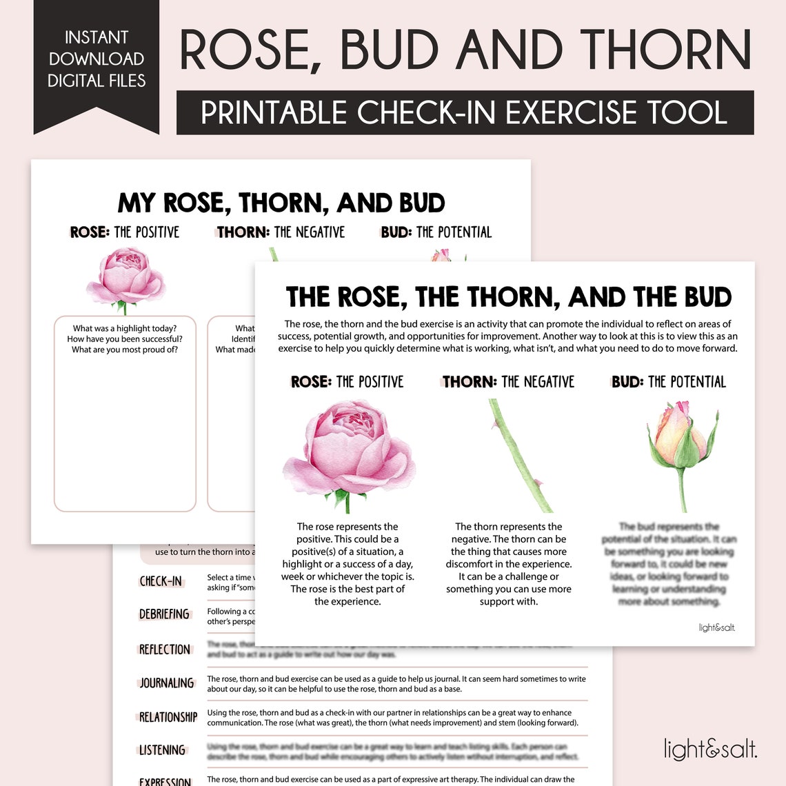 Rose, Thorn and Bud Worksheets, Communication Skills Check-in Tool ...