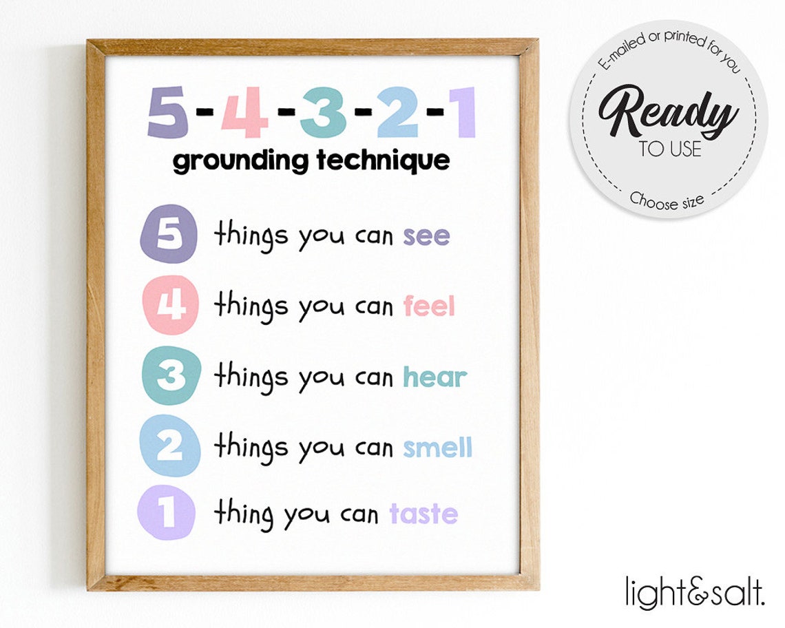 Grounding Technique Wall Art Help Anxiety Mental Health - Etsy