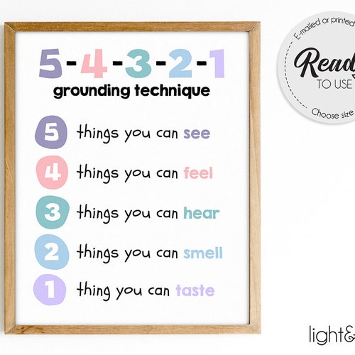 Grounding Technique Wall Art Help Anxiety Mental Health - Etsy