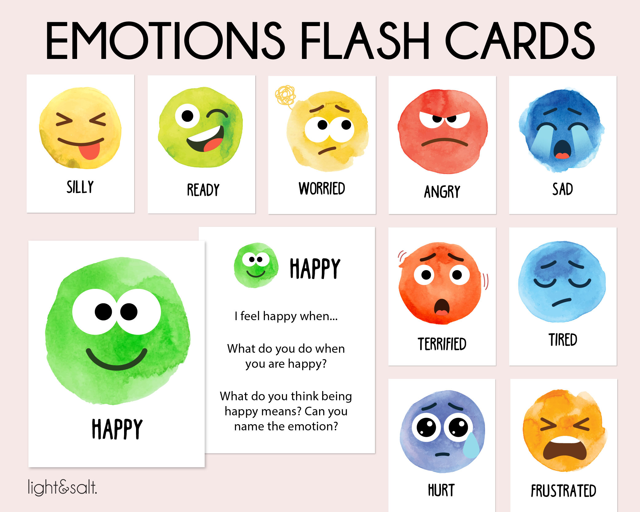 Emotions Flash Cards Zones of Regulation Cards Social - Etsy