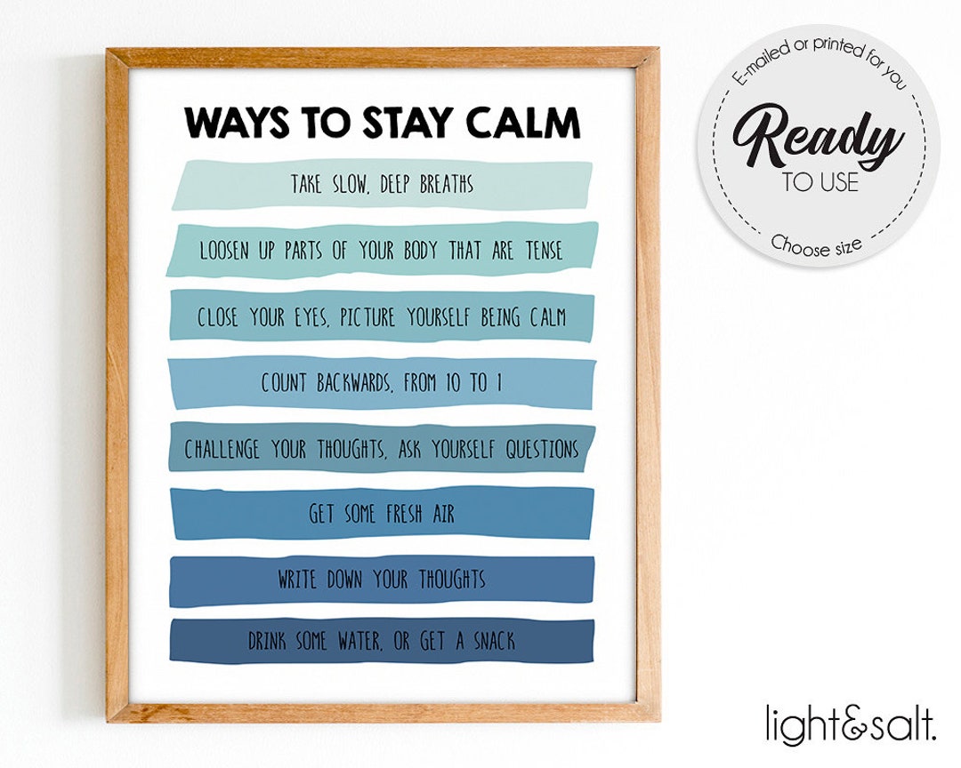 Ways to Stay Calm, Challenging Negative Thoughts Poster, Calming ...