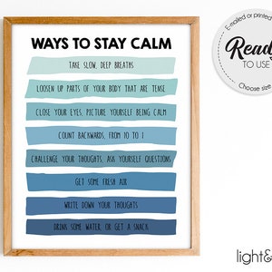 Ways to Stay Calm, Challenging Negative Thoughts Poster, Calming ...
