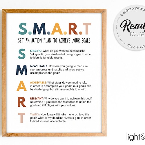 SMART Goal Poster S.M.A.R.T Goal Maker Anxiety Relief - Etsy