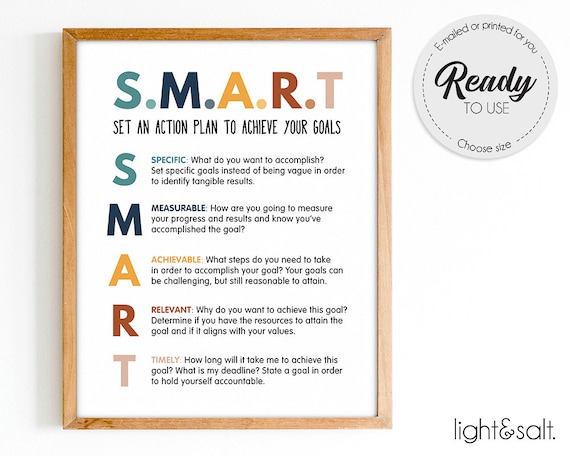 SMART Goal Poster S.M.A.R.T Goal Maker Anxiety Relief | Etsy UK
